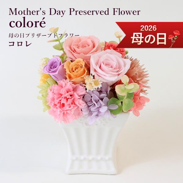 【発売日：2026年02月01日】「プリザ銀座」は銀座花門がおすすめする遊び心のある自由なプリザーブドフラワーです。お水のいらないプリザなら、プレゼントにも最適。長い間お楽しみいただけます。「colore（コロレ）」とはフランス語で「カラフ...
