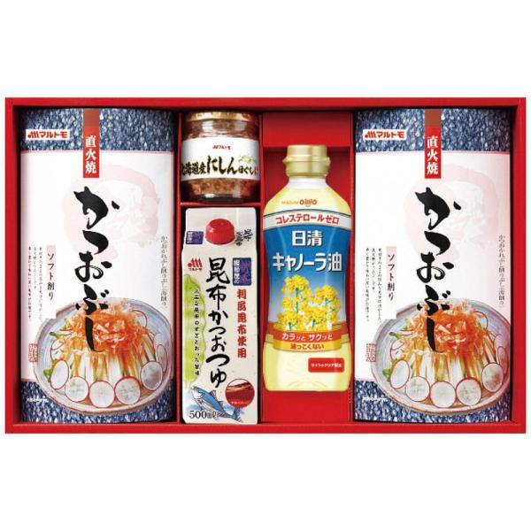 【発売日：2026年07月01日】■商品説明こだわりのかつお節削りパックと便利な調味料の詰め合わせです。■商品詳細製造生産地：日本製内容：直火焼ソフトパック(2.5g×7袋)2箱・昆布かつおつゆ500ml・日清キャノーラ油350g各1本・北...