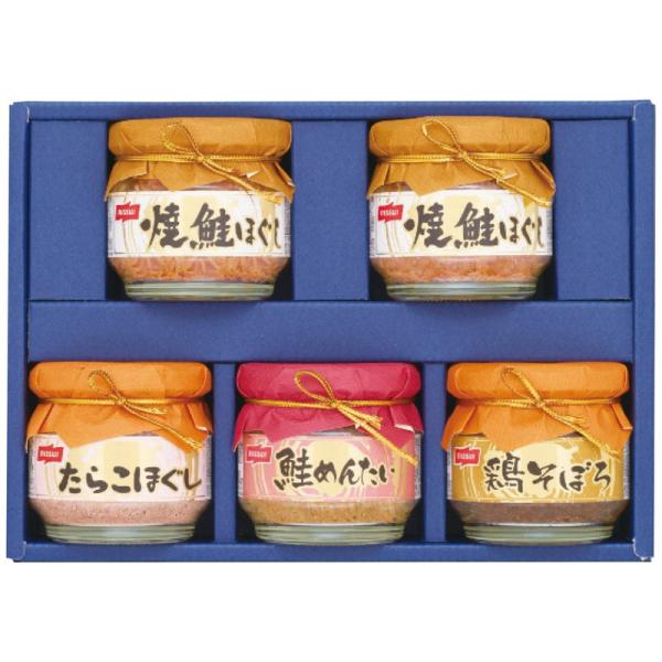 【発売日：2026年07月01日】■商品説明ご飯によく合う4種の瓶詰のセットです。■商品詳細製造生産地：日本製内容：焼鮭ほぐし2瓶・たらこほぐし・鮭めんたい・鶏そぼろ各1瓶・各50g賞味期間：製造日より常温約720日アレルゲン：小麦・さけ・...