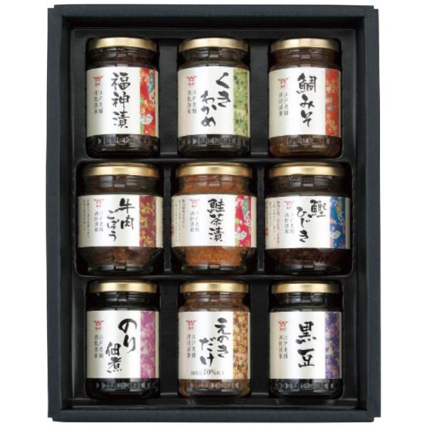【発売日：2026年07月01日】■商品説明山の幸・海の幸をふんだんに詰合せました。■商品詳細製造生産地：日本製内容：福神漬90g・くきわかめ75g・鯛みそ100g・鰹ひじき40g・鮭茶漬60g・牛肉ごぼう55g・のり佃煮95g・えのきだけ...