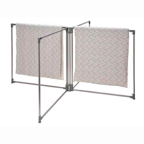 ■商品説明・放射状や扇形など設置スペースに合わせて利用できます。・干し部が伸縮式のタイプです。■商品詳細【使用時サイズ】高さ約121×幅約250cm×奥行約250cm【収納時サイズ】高さ約121×幅約127×奥行約150cmカラー：ステン＆...