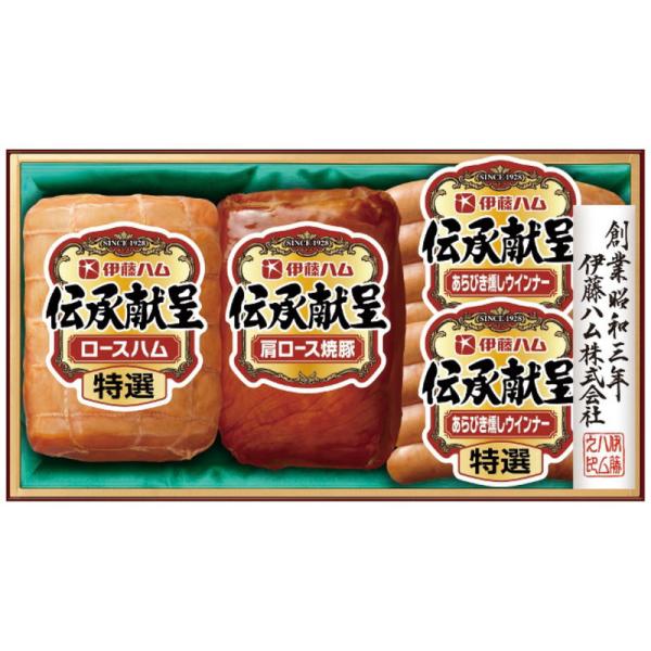 ■商品説明守り伝えられた伝統の技を用い丹念に造り上げました。■商品詳細製造生産地：兵庫県（加工地）内容：特選（ロースハム320g・あらびき燻しウインナー80g×2）、肩ロース焼豚185g賞味期間：冷蔵55日アレルゲン：小麦・卵・大豆・豚肉重...