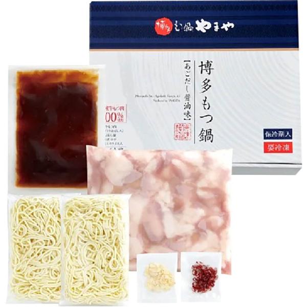 ■商品説明もつ鍋の銘店「博多もつ鍋やまや」の味をご自宅で。国産焼きアゴを使用したうまだしに本醸造醤油を合わせて、すっきりとした味わいのあごだし醤油味です。■商品詳細製造生産地：福岡内容：鍋用スープ（濃縮タイプ）○200g・にんにく2.5g・...