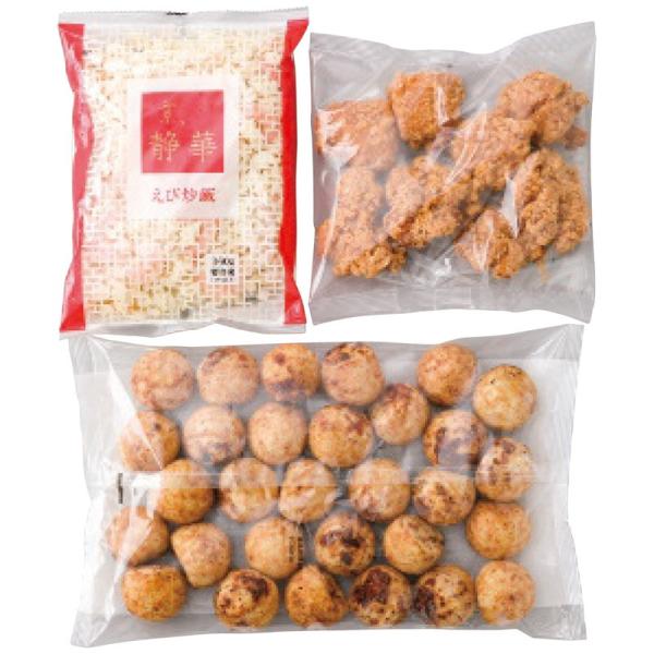 【発売日：2026年07月01日】■商品説明全品レンジで即完成！パラパラの直火炒飯（たっぷり360g）、出汁が効いたふわトロたこ焼き、秘伝醤油のジューシーな鶏もも唐揚げの3種セット。名店の本格的な味わいを、お食事や夜食に手軽にお楽しみくださ...