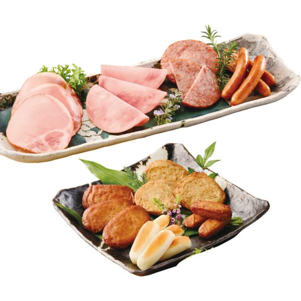 【発売日：2026年07月01日】■商品説明鹿児島県産黒豚使用のスライスハムと本場鹿児島 串木野からのさつま揚げセットのバラエティ豊かな組み合わせ。おつまみとしてもピッタリです。■商品詳細製造生産地：日本製内容：特選ももハム50g・あらびき...