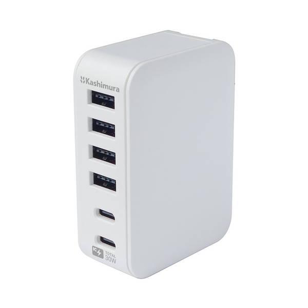 ■商品説明●リバーシブルUSB-Aを4ポートとType-Cを2ポート搭載のAC充電器。●自動識別IC搭載でスマホにあわせて最適充電。●6ポート合計　最大DC5V 6A（30W）出力。●折りたたみ式ACコンセントプラグ。●100V〜240V対...