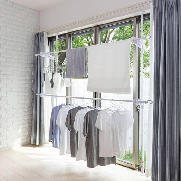 ■商品説明●高さ178〜263cmに対応 伸縮式窓枠物干し●日当たりの良い窓スペースを有効活用、窓枠に簡単に取付けできます。●専用の伸縮竿2本付き、上下2段にたっぷり干せます。●リビングでの部屋干しにも違和感のない清潔なホワイトカラー●高さ...