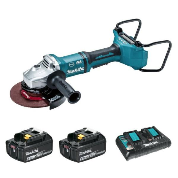 マキタ makita180mm 充電式グラインダ誕生AC機同等のパワーと、充実の安心機能180mm 充電式ディスクグラインダGA700DPG2(6.0Ah)バッテリBL1860B×2本・2口急速充電器DC18RD・ ケース付[約55分充電（...