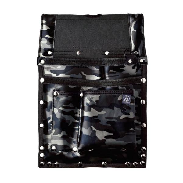 ふくろ倶楽部伝説 かりわく(鋲止)  「迷彩」HB-301CM仕事で使うだけでは勿体ない。ON⇔OFF 使いわけができるスタイル。仕事の道具⇔スマホや財布、シーンによって色々使える。釘袋に入り切らない道具用サブポケットシリーズ仮枠作業にピッ...