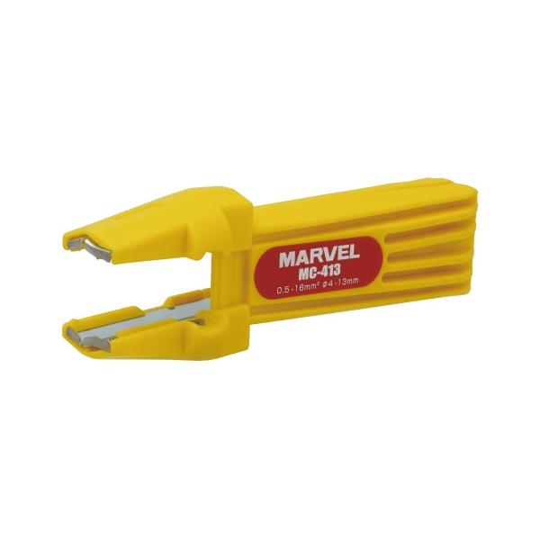 MARVEL マーベル ケーブルストリッパーMC-413通信・制御線用幅広い通信・制御線のストリップに!■特長・通信線、制御線、キャブタイヤケーブルなど、幅広い電線を安全にストリップ・指先の繊細な感覚で外被の輪切りや縦切り、心線ストリップが...