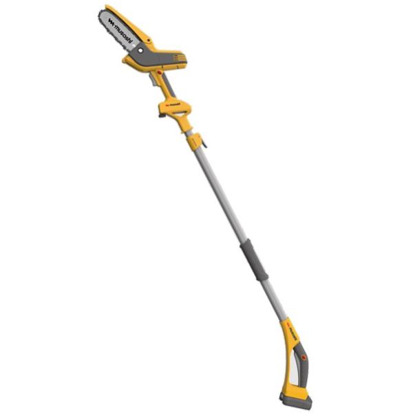 ムサシ musashi充電式ハンディ＆ポールチェーンソーPCS-6001■特長・手元も高い太枝もザクザク切れる・伸縮自在、ポールをはずせば手元で切れる・リチウムイオンバッテリー18ボルト、2000mAhの強力バッテリー搭載・使いやすく安全設...