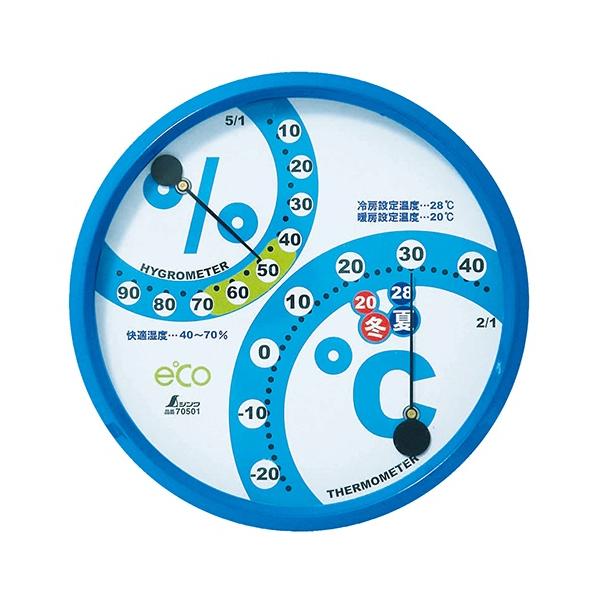 シンワ測定株式会社温湿度計 F-2L 環境管理 丸型 15cm アクアブルー製品コード：70501■特長・冷暖房設定温度表示・快適湿度を表示しており、省エネ管理に最適です。■仕様・精度 温度：-20〜40℃まで±2℃、それ以外±4℃ 湿度：...