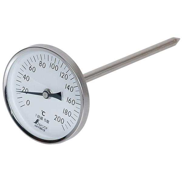 シンワ測定株式会社温度計 V-4 丸T字型 0〜200℃ φ8x20cm 黒目盛製品コード：73013■特長・見やすくて大きな目盛板です。・サビに強いステンレス製です。・広い温度範囲なので様々な用途に使えます。■仕様・精度 ±5℃・測定範囲...