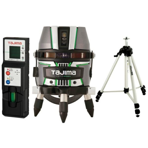 タジマ TAJIMA端まで明るい！シャープグリーンレーザーZERO GREEN-KYグリーンレーザー墨出器ZEROG2-KYSET受光器・三脚セット■特長・KY｜高精度 矩・横レーザー/ 3WAY [受光器・三脚セット]・鮮視度500の新世...