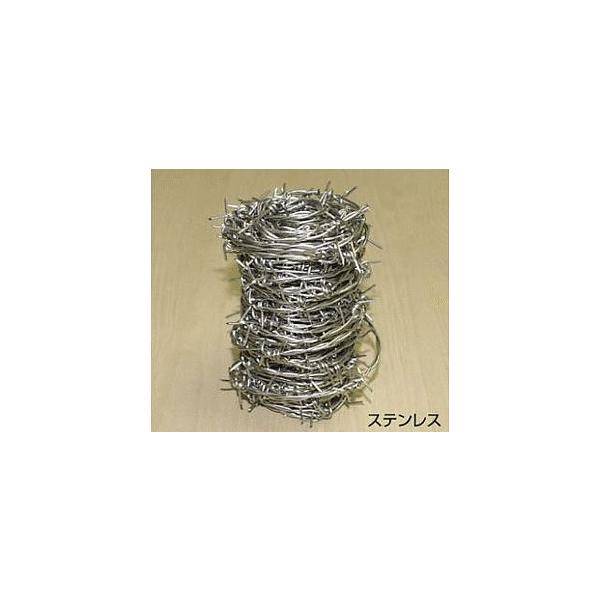 ■さびにくく長期に渡って使用できるステンレス製です■線径 1.6ミリ　刺ピッチ 75ミリ　長さ 20メートルです■又クギ （止め釘）付きです■本商品はJIS規格に準拠した日本製です※画像は100メートル巻きのものです材質：ステンレス製（SU...