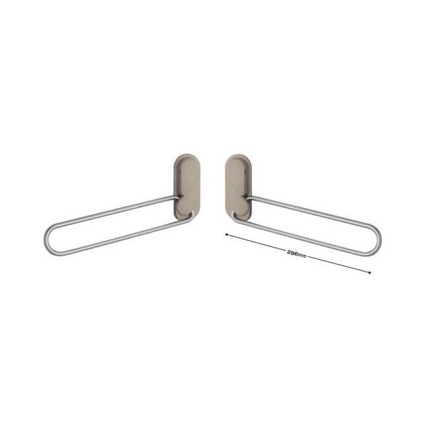 木製窓枠に簡単取付け。付属のネジで窓枠に取付けできます。タッピングネジ　5x50　6本付属入り隅壁に対応。入り隅壁でも竿が掛けられるように、竿掛け用アームに角度をつけてあります。アーム収納式竿掛け用アームは折りたたみ収納できます。布団干しに...