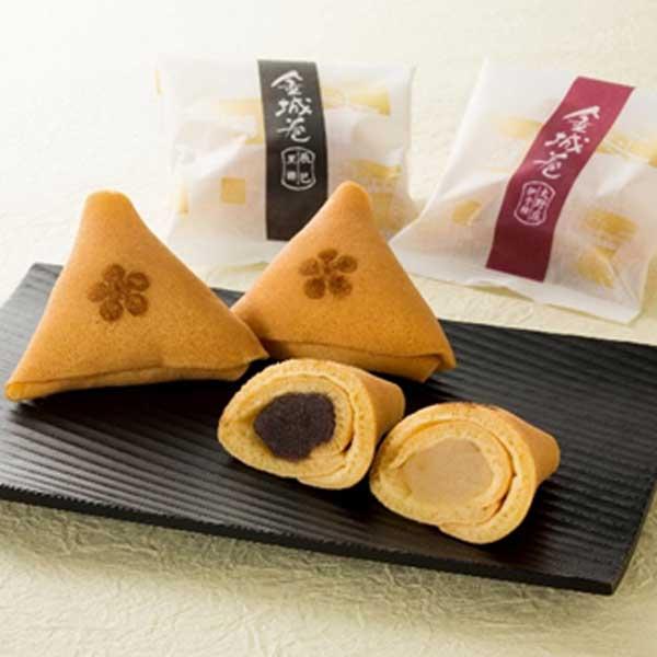 金沢城と城下町の佇まいを彩る三つの用水から創作しました。天守閣や兜をイメージした独特の形、二種類の創作餡・と独自のやわらかな生地との組み合わせです。餡は、黒糖餡と季節の餡が半々で入っています。春（2月〜5月）：黒糖餡と伊予柑餡夏（5月〜9月...