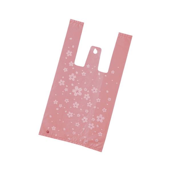 さくらシリーズ 桜模様がかわいらしい「和」テイストのレジ袋。環境客にも人気の花柄で、お土産やさんにおすすめです。素材:ポリエチレン製ハード型 エンボス加工 片面印刷サイズ (1)(4)18×35[23]×横マチ10cm(2)(5)24×45...