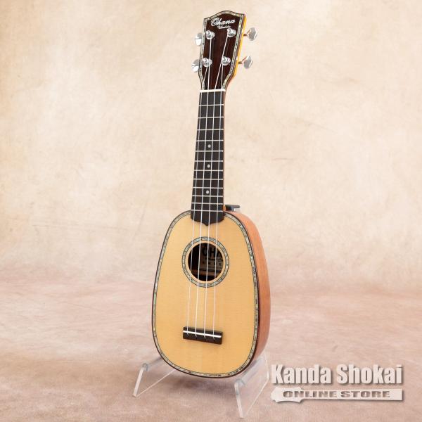 オハナウクレレのTPK-70Gはソリッド・スプルース・トップ、ソリッド・マホガニー・サイド&amp;バックのボディーにアバロンバイン・ディング装飾を施した、豪華なソプラニーノ・サイズのウクレレです。※不良品ではございませんが、一部塗装にムラ...