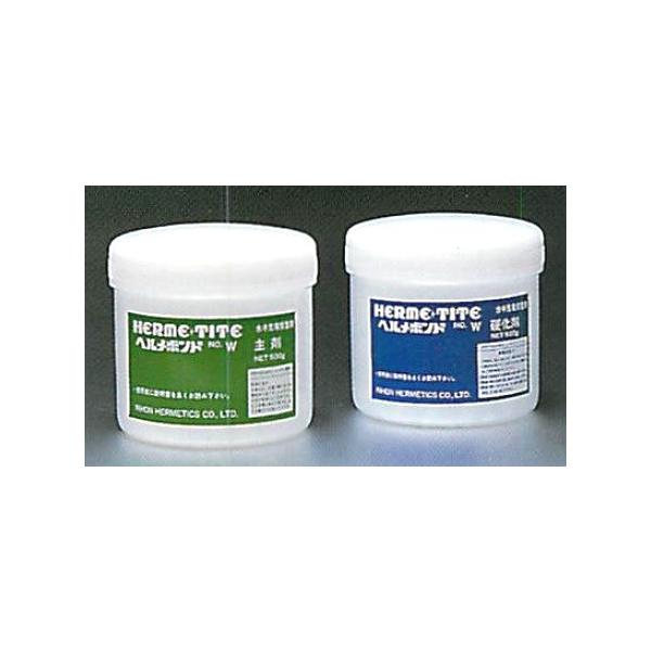 日本ヘルメチックス ヘルメボンド W 10kgセット 水中硬化型充填・接着剤 ●粘大気中、潤滑面、水中を問わず接着する二液性パテ状多湿面用充填接着剤です。●水分があっても、被着体に接着し、水中でも流れることなく施工できます。●ヒューム管、塩...