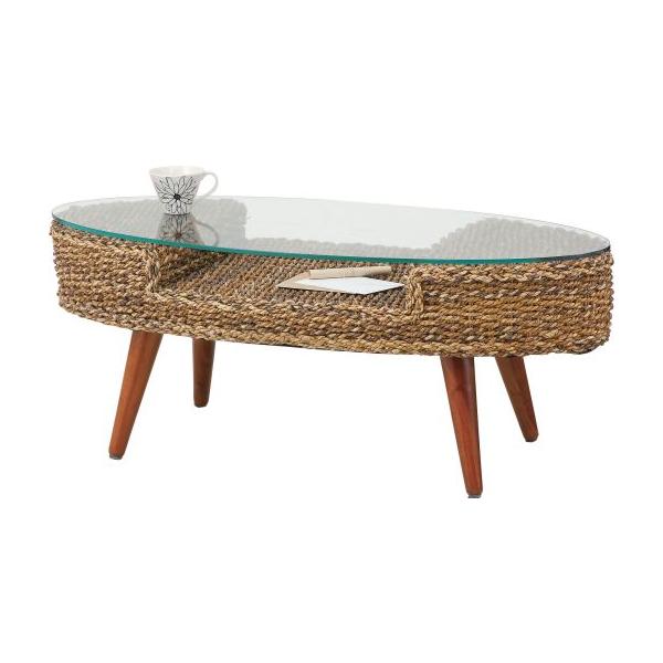 クラール オーバルテーブル ブラウン NRT-415 ■サイズ(cm)：W105×D45×H40 ■素材：木フレーム アバカ ラッカー塗装 8mm強化ガラス