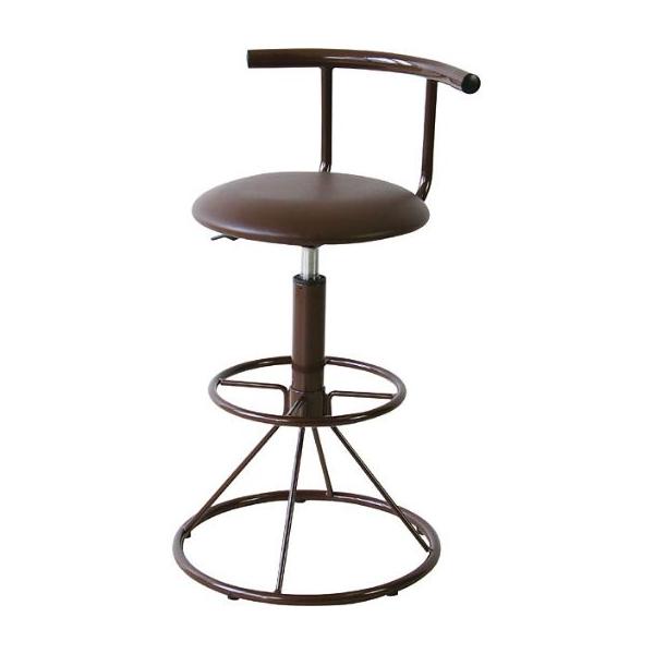 キリク キッチンハイチェア ブラウン PC-105BR ■サイズ(cm)：W41×D44×H74-85×SH57-68 ■素材：スチール(粉体塗装) ソフトレザー