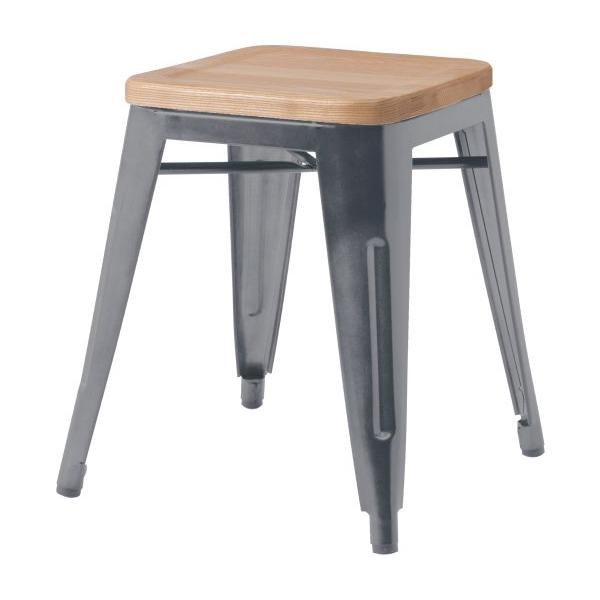 スツール シルバー PC-261SV ■サイズ(cm)：W39×D39×H44.5 ■素材：天然木(アッシュ) ラッカー塗装 スチール(粉体塗装)