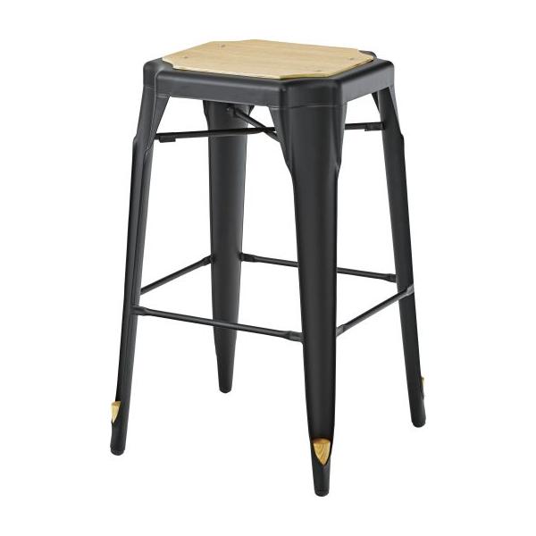 ハイスツール ブラック PC-461BK ■サイズ(cm)：W44×D42×H72 ■素材：スチール(粉体塗装) 積層合板 ラッカー塗装