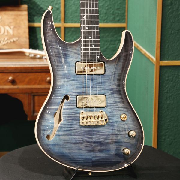SPEC■Body Material: SINGLE piece Black Limba■Body Top Material: Flamed Maple■Body Top Carve: Full Carve Semihollow■Neck ...