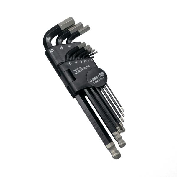 JBBWM9S　ロブテックス J-CRAFT99 ボールポイント六角棒レンチセット・折りたたみタイプのホルダー・直角、約20°の斜め作業のいずれの使用でもボルト穴との接触面が大きくスリップしにくい特殊形状のボールポイント・抜群の耐摩耗性・ね...