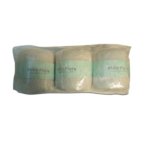 レース針　：　6〜8号対応素材　：　綿100％糸長　：　約880m3玉セット