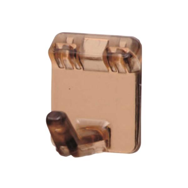 【品番】C-101-25-CLBR【商品名】アクアフック角形【サイズ】30×26×25mm【仕上】クリアブラウン【材質】ポリカーボネート【主な取り付け場所】石こうボードプリント合板（木質新建材）柱・板壁ポイント利用・expoint01