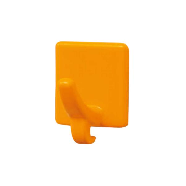 【品番】C-202-30-OR【商品名】プチフック付フック【サイズ】30×24×28mm【仕上】オレンジ【材質】ABS【主な取り付け場所】金属塗装面タイル・ガラス・ステンレス柱・板壁・化粧合板【特徴】簡単にはがせる粘着タイプポイント利用・e...