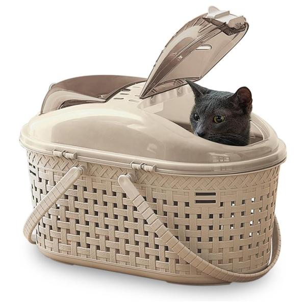 主要素材【本体・フタ・ハンドル・ボタン・ショルダーベルト】ポリプロピレン 【バックル】ABS樹脂 【窓】スチロール樹脂商品サイズ（mm）幅450×奥行290×高さ285重量1.3kg適合種（目安）小型犬、猫、小動物扉間口サイズ（約）フタ：4...