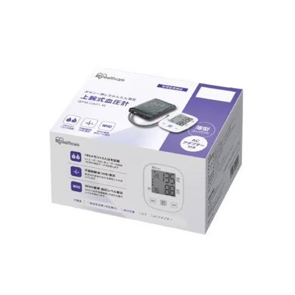 ブランド名アイリスオーヤマ商品名上腕式血圧計品番IBPM-UA01-W主要素材血圧計本体:ABS、カフ:ポリエステルサイズ（mm）幅96×奥行130×高さ45重量195g測定方式オシロメトリック方式測定範囲圧力:0〜299mmHg、最高血圧...