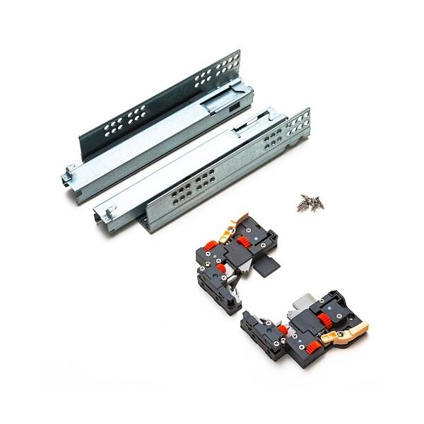 レール長さ：270mm 移動距離：233mm 耐荷重：40kgf/ペア●3段引のスライドレールです。●スライドレールが外側から見えないため、キャビネットなどのデザイン性を損ないません。●セルフ＆ソフトクロージング機構は、閉じる約30mm手前...