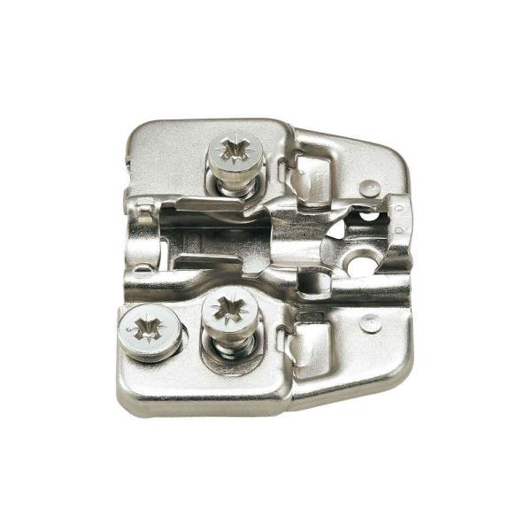 【品番】150-P4W-30TH-2-DS6.4-12【商品名】オリンピア スライド丁番  【サイズ】45.3×11.4×54.6【仕上】ニッケルめっき【材質】鋼【仕様】●偏心カムによる上下調整機構付（±2 mm）●厚み：2 mm●ダイレク...