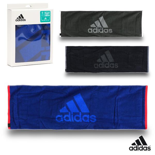 アディダス タオル スポーツタオル 抗菌 防臭 ジャカード ロゴ 綿 コットン 箱入り■カラーA-ブラック B-ブルー C-グレー■サイズ   W約110cm×H約34cm ■素材ジャガード(綿100%)