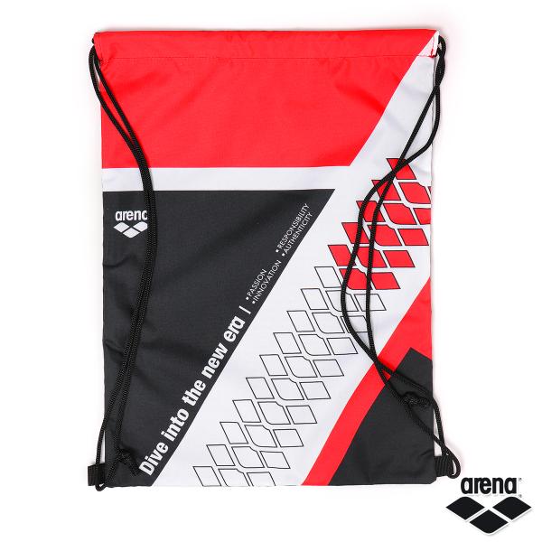 アリーナ マルチバッグ メンズ/レディース/キッズ/子供/小学生/中学生/高校生 ナップサック ブラック/レッド W約35cm×H約48cm AEAWJA50■カラーBLK■サイズ   W約35cm×H約48cm ■素材ポリエステル