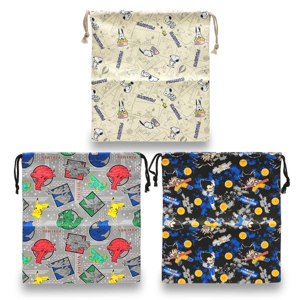 ■カラーHPKF1000-ポケットモンスターHDB51000-ドラゴンボールDAIMAHPN61000-PEANUTS■サイズ   W約31cm×H約35cm ■素材綿■内容締め紐：左右各１マルヨシ 巾着袋 Lサイズ 大サイズ キッズ/子供...