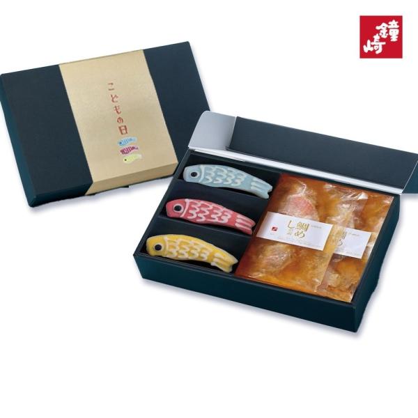 ■鯉のぼり…3個（赤・青・黄各1）こどもの日に欠かせないこいのぼりの細工かまぼこと縁起の良い大漁旗。さらに、成長が早くすくすく育つたけのこ入りのかまぼこを詰合せ、お子様の健やかな成長をお祈りします。■鯛めしの素…2個宮城県産の鯛を特製の調味...