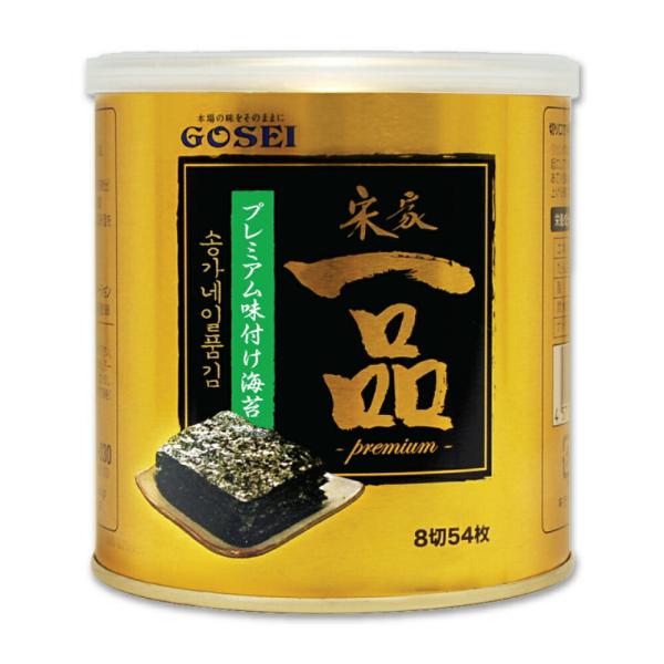 宋家一品のりはエゴマ油と塩で味付けした独特の風味があり、ご飯のお供に、お酒のおつまみに最適です。スチ−ル缶容器を使用していますので、パリパリ感、おいしさが長持ちします。食卓用にもどうぞ！原料は海のり100%使用。 ミネラル分豊富な塩を使用。...