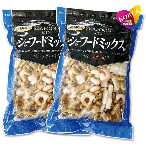 コスパ最高！大容量 シーフードミックス海鮮チヂミの具や色々な料理に活躍できる！総重量 : 800g（氷衣込み重量 1kg）1袋当たり原材料名 : アメリカオオアカイカ（中国産）、ボイルあさり（中国産）、むきえび（インド産）、食塩／pH調整剤...