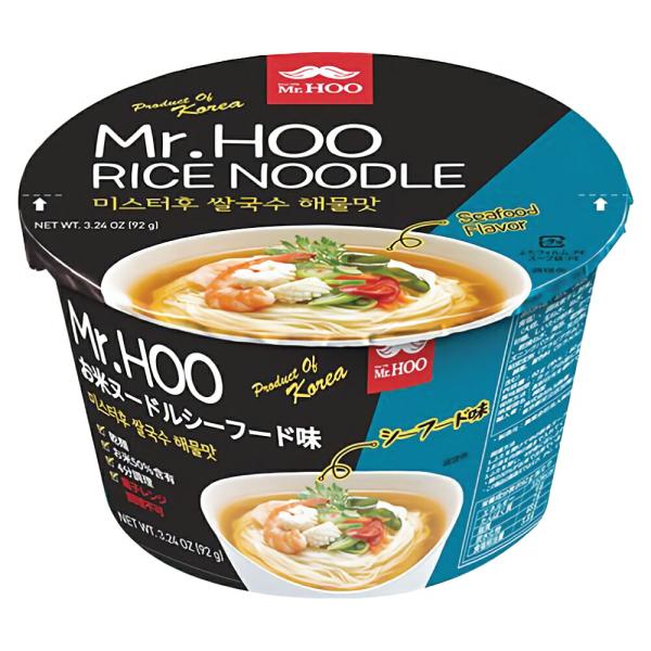 Mr.Hoo お米ヌードル シーフード味 ミスターフ ライスヌードルカップ麺ノンフライめんを使用して低カロリーお湯を注いで4分待つだけで簡単まろやかで美味しいシーフードの味を楽しめます。30年以上、麺作りをしてきた職人の企業生産, HACC...