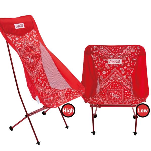 製品名：コカ・コーラ 軽量ローチェア_COCA-COLA CAMPING LOW CHAIRモデル名 ：COKE-CFC-Bカラー ：RED材質：チェアスキン：オックスフォード 600D / フレーム：7075アルミニウム / ポーチ：オッ...