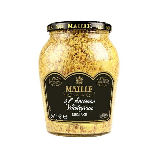 マスタードの種をビネガーだけでなく白ワインに漬け込んで作った、ワインの薫り高い、風味豊かなマスタードです。見た目にも美しい大粒の種をそのまま残しているため、独特のプチッとした食感を楽しめます。内容量：８４５ｇ【普通便】