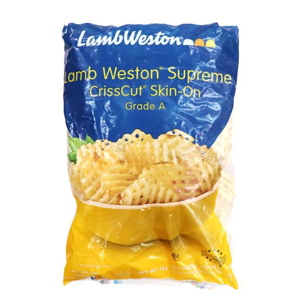 ポテトスターチで見えないコーティングを施しているのでクリスピー感が長く持続します。独創的なワッフル型の形状はボリューム感も出しやすくメニューのアレンジにも幅広く対応できます。内容量：１ｋｇ【冷凍便】