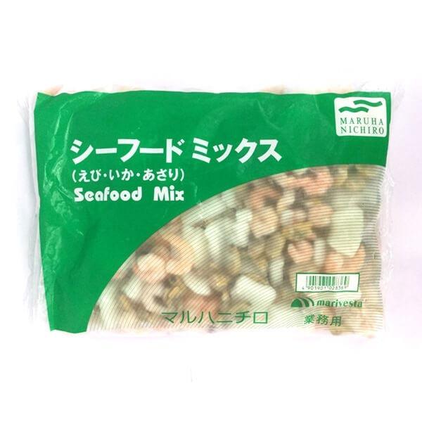 あさりのダシが出るので「ピラフ」等の炊き込みやグラタン・シチュー等の煮込み料理に最適です。インド産１００／２００サイズ使用、いか：ペルー産赤いか１×３ｃｍカット鹿の子いり・表面ブランチング処理、あさり：中国産７００／１０００サイズ・Ｘ線検査...