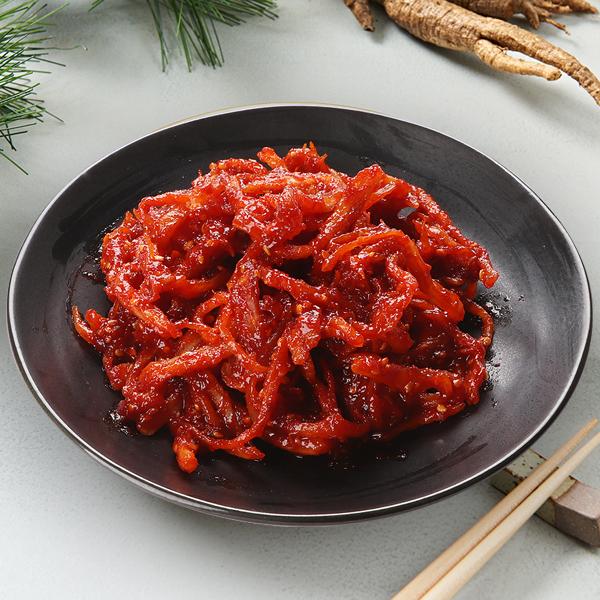 名称自家製さきイカ炒め原材料名さきイカ、コチュジャン、唐辛子粉、砂糖、ごま油、サラダ油 内容量200g賞味期限ラベルに記載保存方法冷蔵(10℃以下)保存製造者(株)世亜企画　埼玉県戸田市笹目8-11-14特徴さきイカをを甘辛く炒めたおかずで...