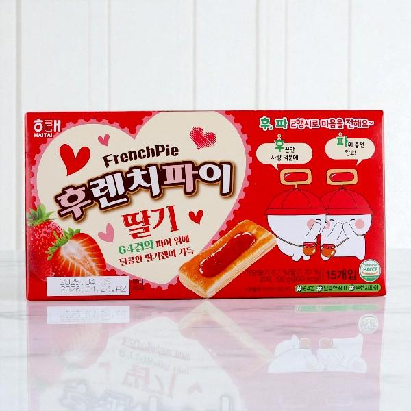 商品名【ヘテ】フレンチパイ イチゴ味名称 お菓子内容量　192g(12.8gX15個)原材料名　小麦粉、マーガリン、イチゴ、砂糖、水飴、食塩、植物油脂、ショートニング／乳化剤、pH調整剤、香料、酸化防止剤（ビタミンC）、増粘安定剤（ペクチン...